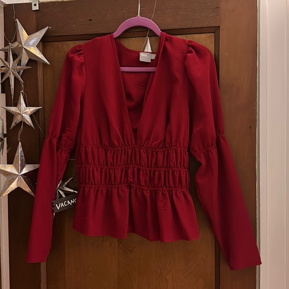 Tops | Asos Lowcut Top In Blood Red | Poshmark